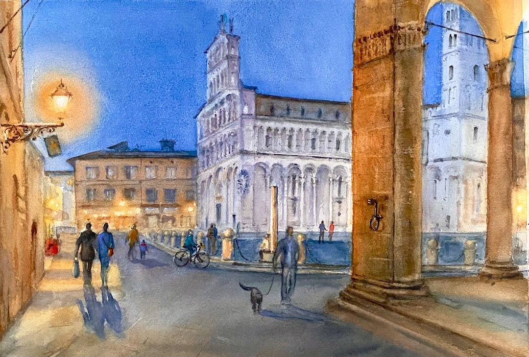 Watercolor Painting of Lucca in Italy, Gift to Friends or Lovers, Trip ...
