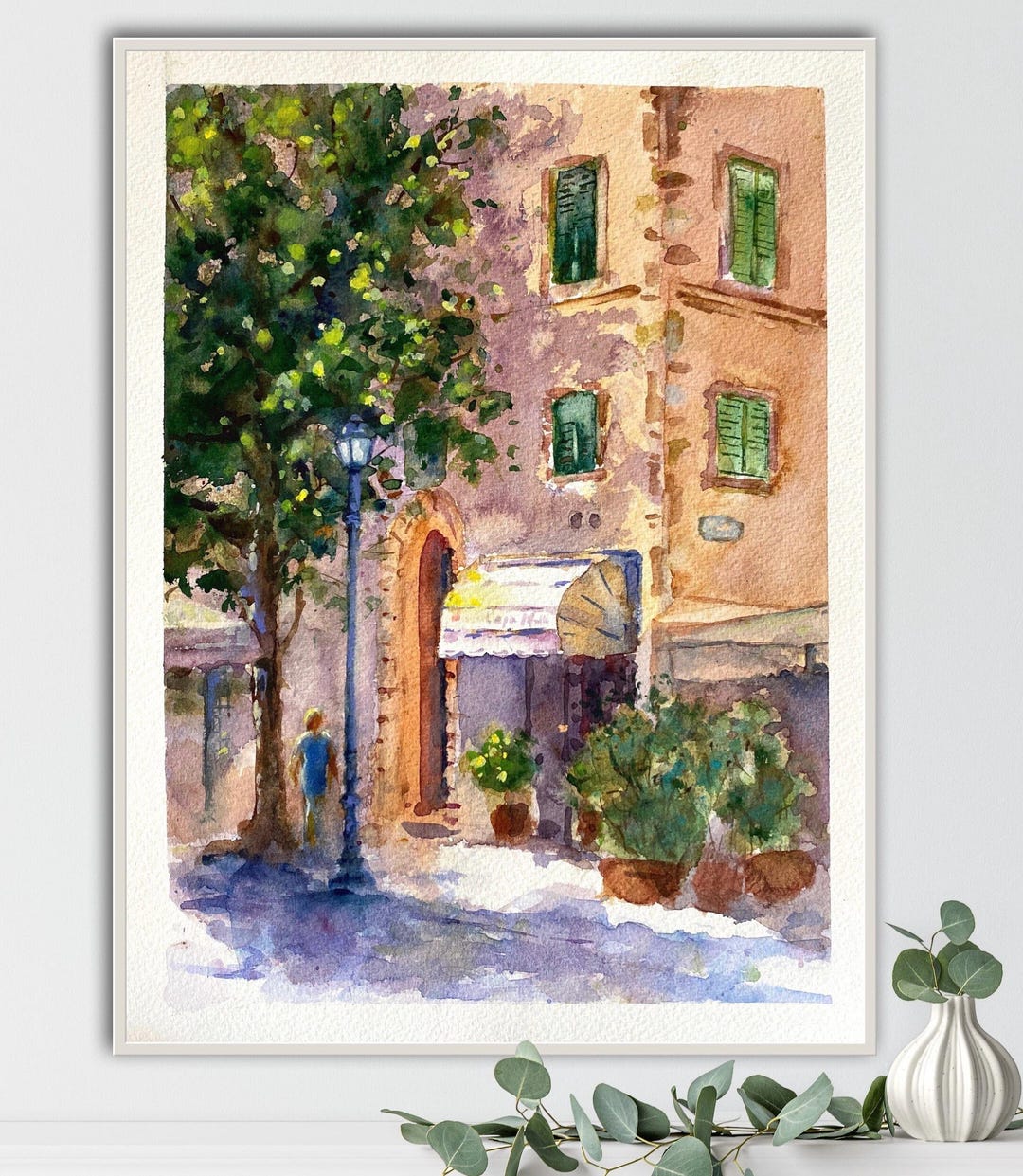 Lucca Italy Watercolor Painting: Tuscany Street Scene, Handmade Art - Etsy