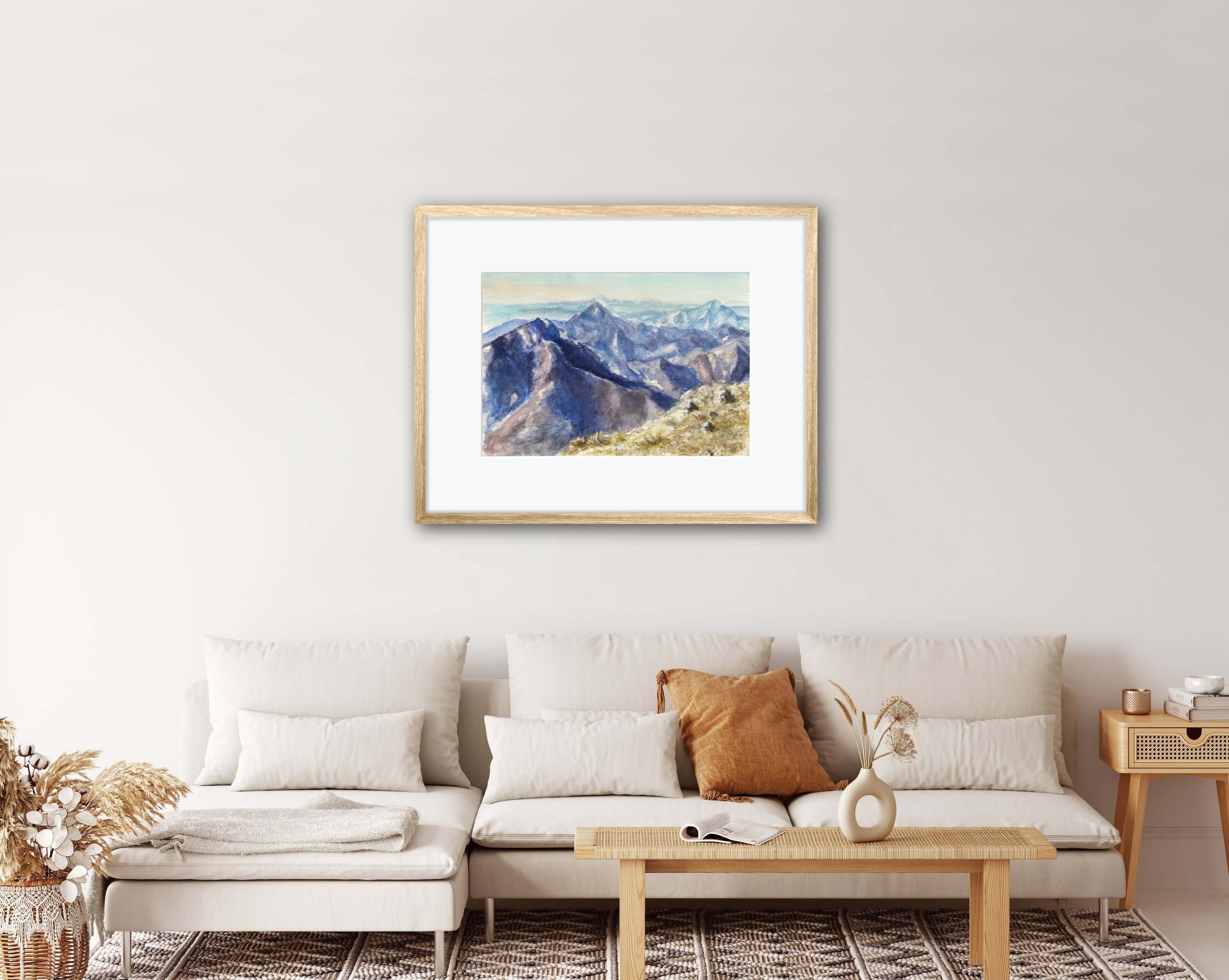 Poster of Original Watercolor Painting Blue Ridge Appennine Mountains ...