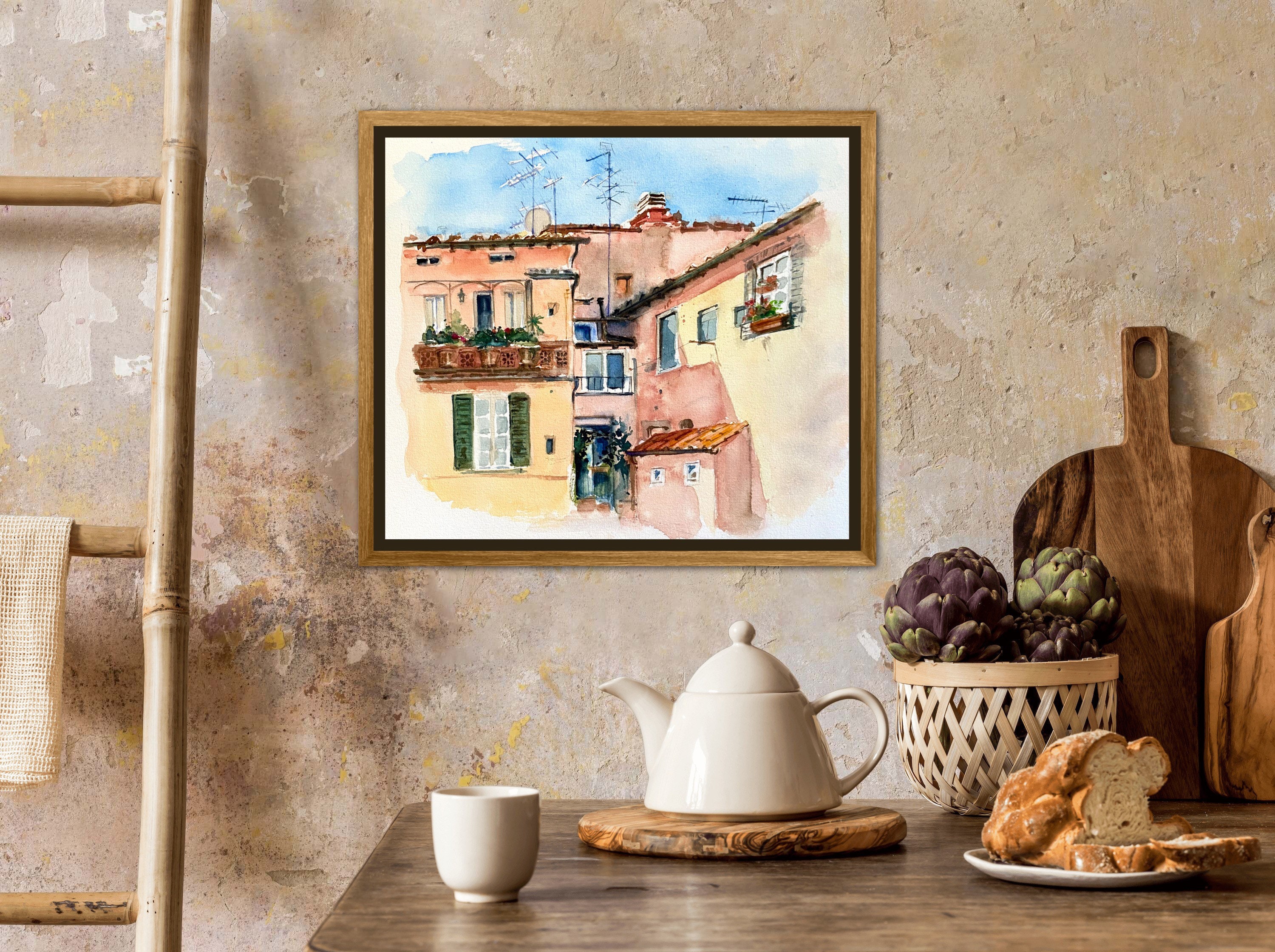 Watercolor Painting of Lucca in Italy, Original Art . - Etsy