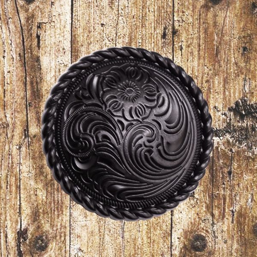 Western Engraved Floral Raven Black Cabinet Knob - Etsy