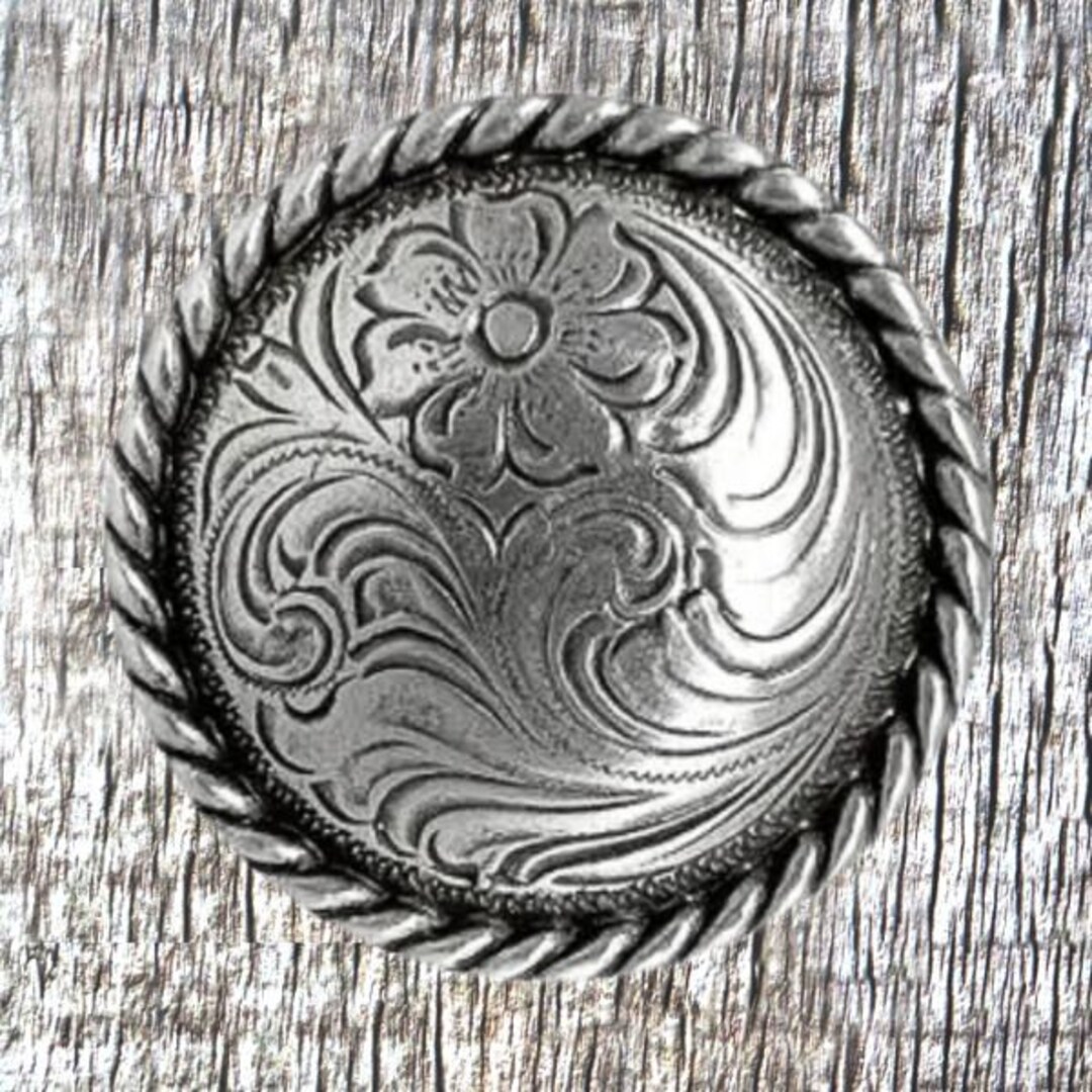 Floral Engraved 1-1/4 Inch Rope Trim Concho Sterling Finish - Etsy