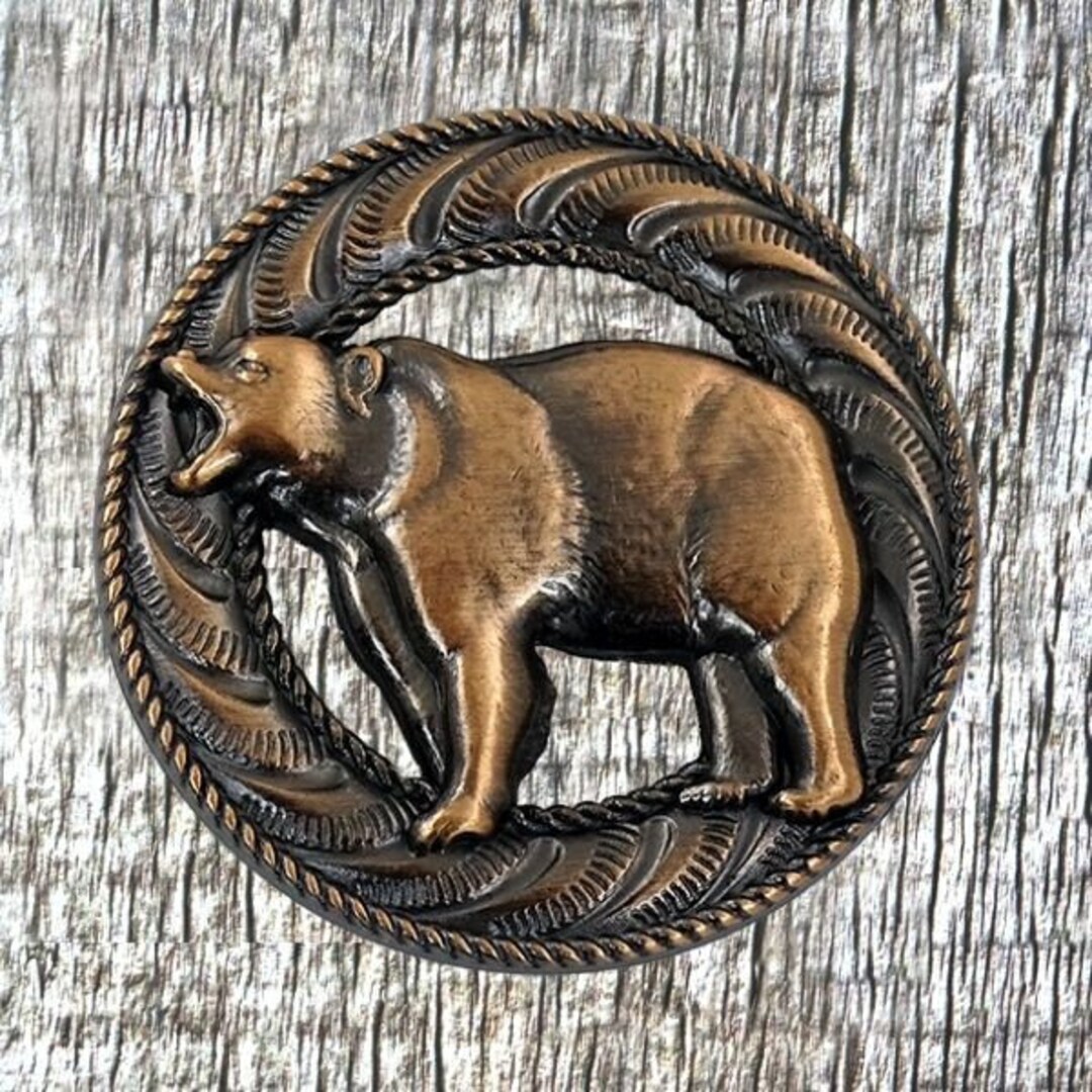 Wildlife Bear Antique Copper Concho - Etsy