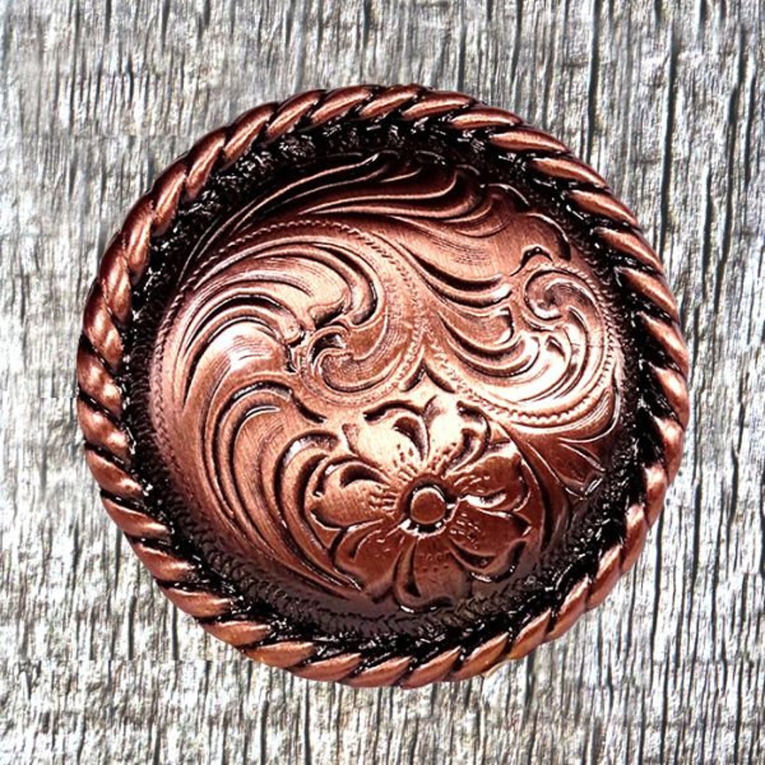 Floral Engraved 1-1/4 Inch Rope Trim Concho Copper Finish - Etsy