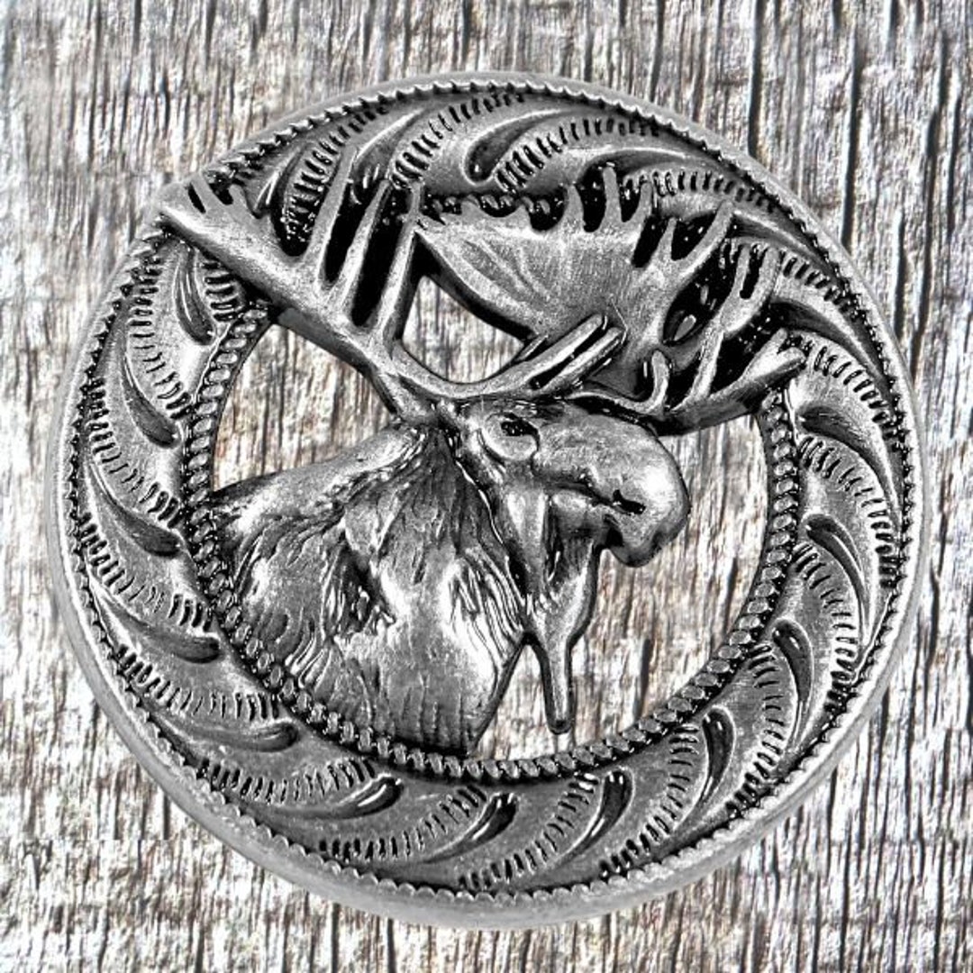 Moose 1 Inch Antique Nickle Finish Concho - Etsy
