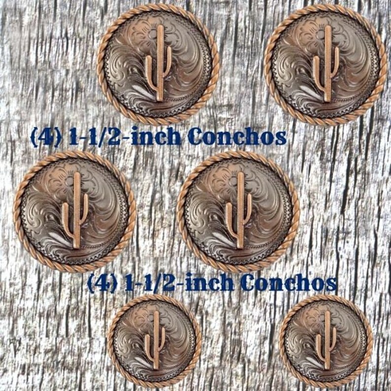 Saguaro Southwest Cactus Concho Antique Copper Saddle Set-2 - Etsy