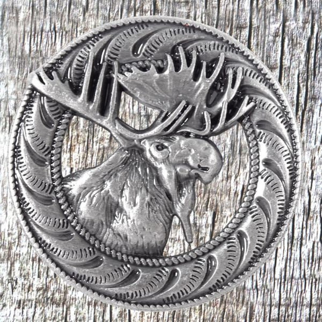 Moose 1-3/8 Inch Antique Nickle Finish Concho - Etsy
