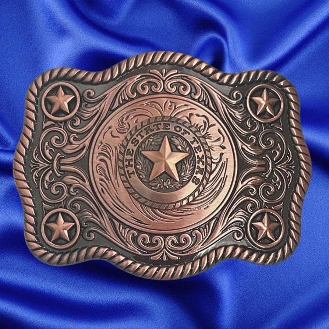 Western Style, Star Trophy Belt Buckle Texas State Seal - Etsy