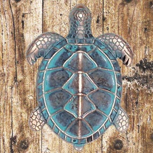 Nautical Turtle Patina Copper Cabinet Knob - Etsy