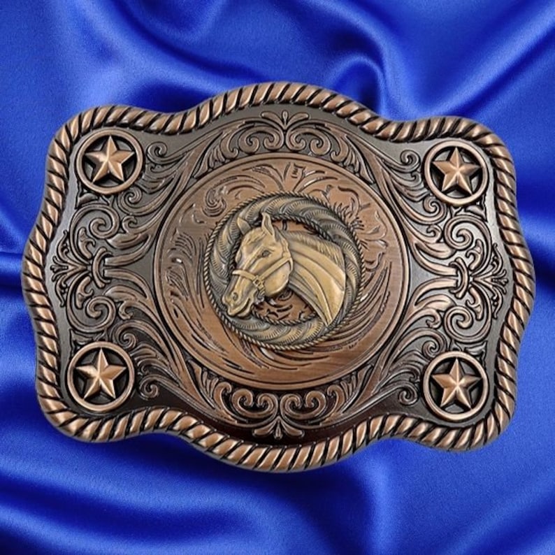 Western Style Star Trophy Belt Buckle Horse Head - Etsy