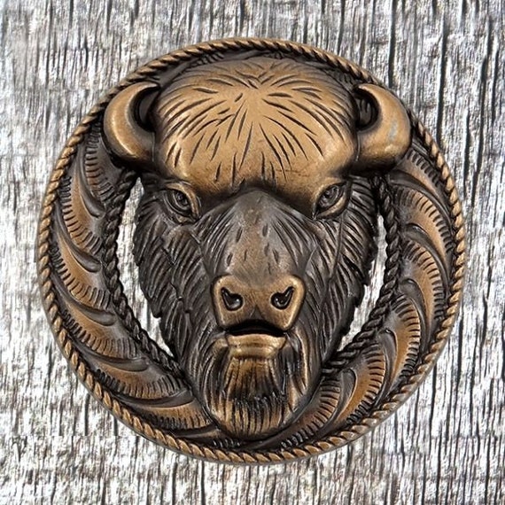 Buffalo Head Concho in Antique Copper - Etsy