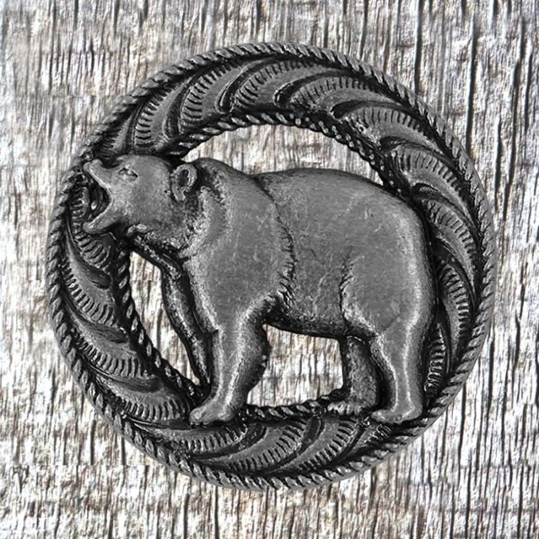 Wildlife Bear Antique Nickel Concho - Etsy