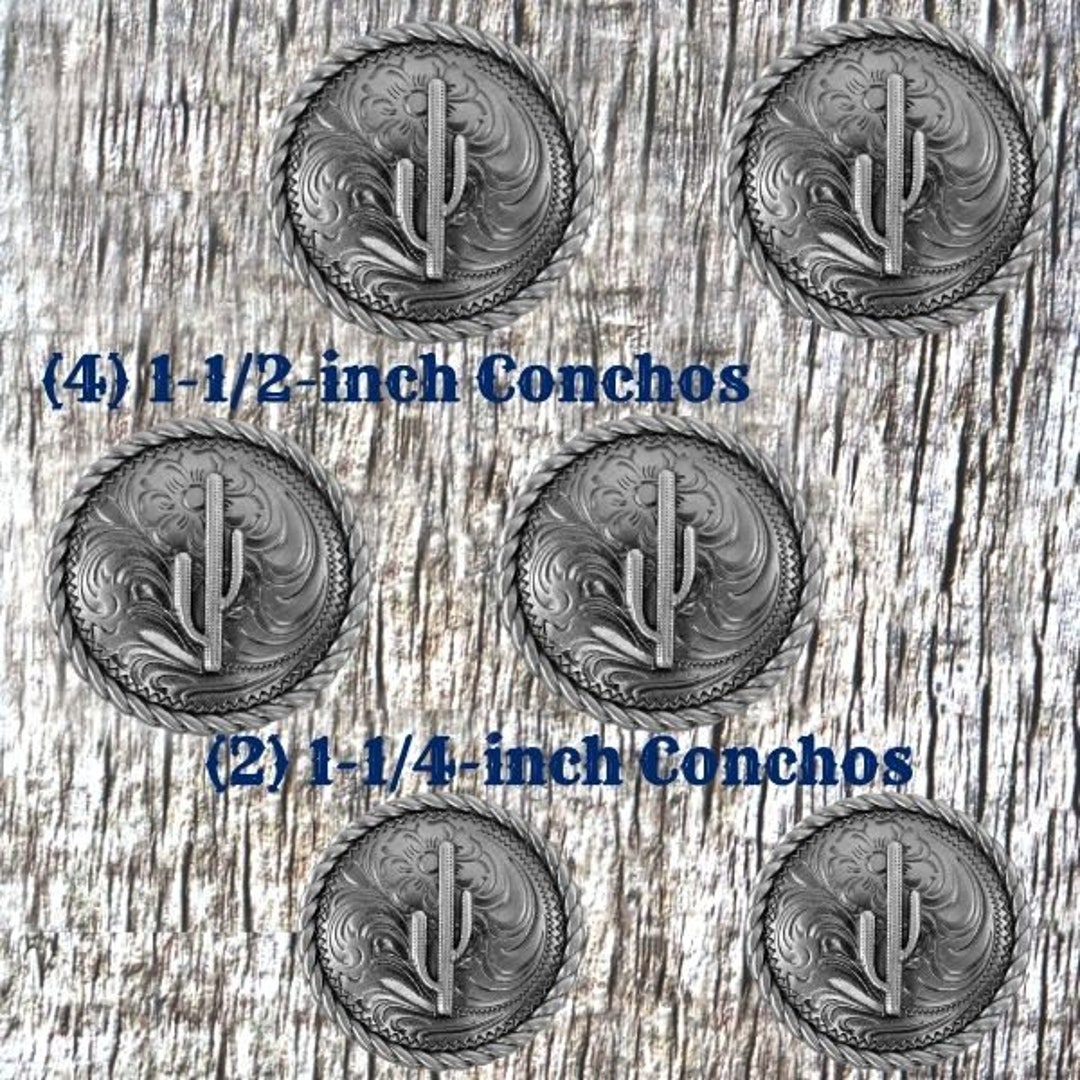 Saguaro Southwest Cactus Concho Antique Nickel Saddle Set-2 - Etsy