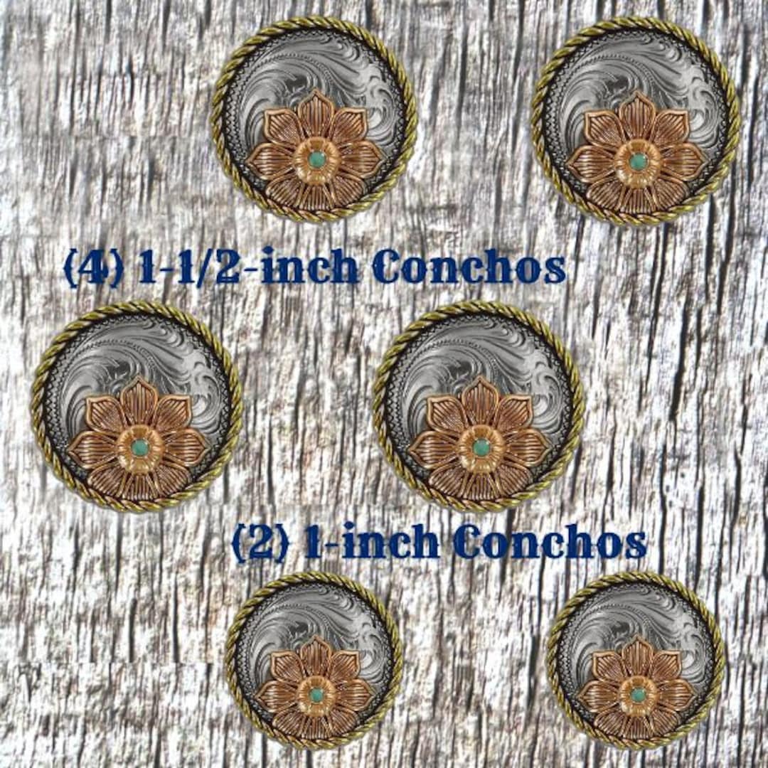 Floral Rope Trim Tri-color Concho Saddle Set-1 - Etsy