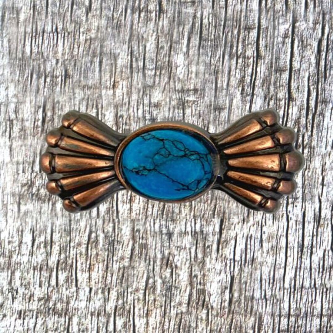 Blossom Spacer Antique Copper Concho With Turquoise - Etsy