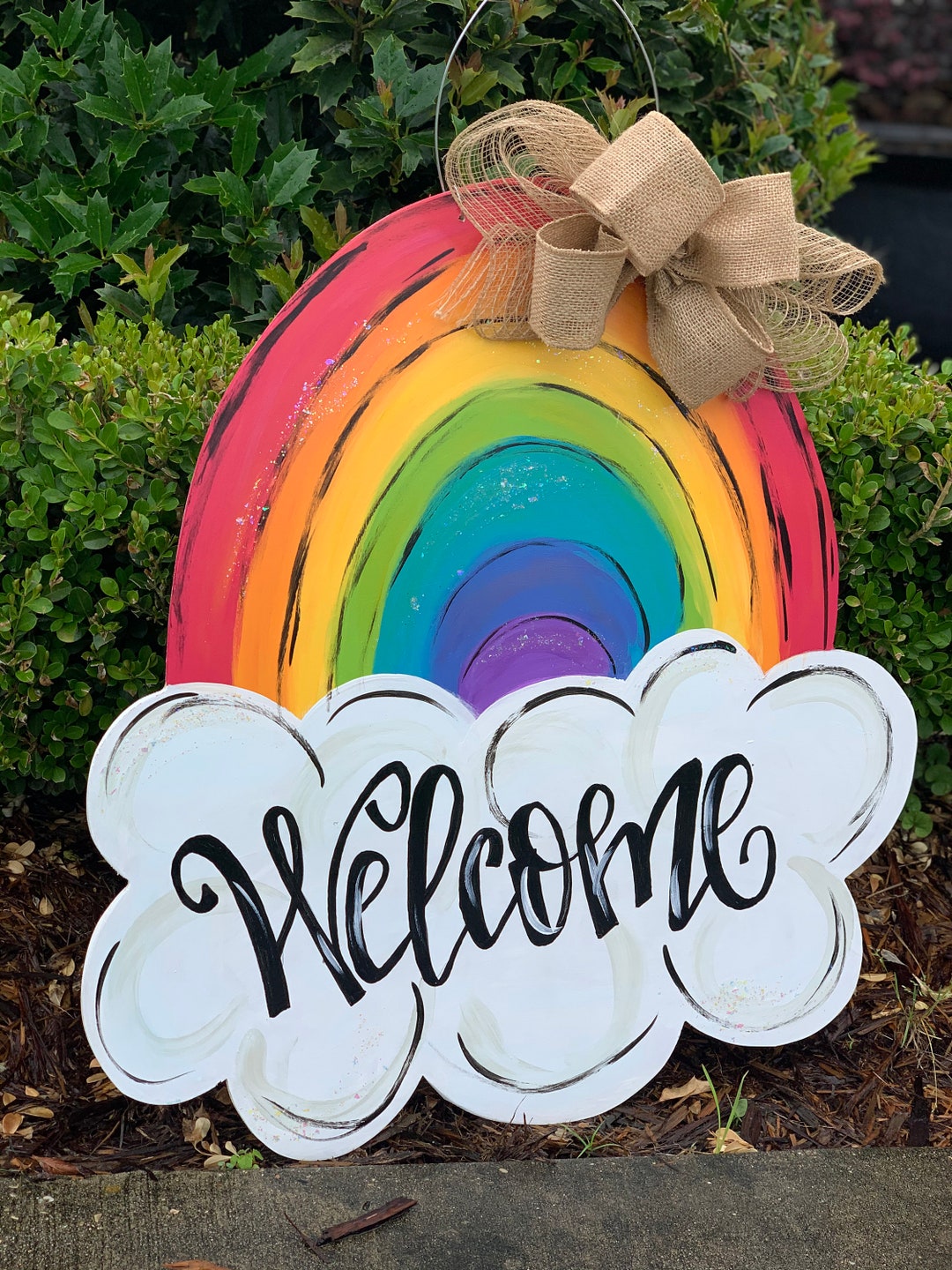 Rainbow- Spring- Summer- Wooden Door Hanger - Etsy