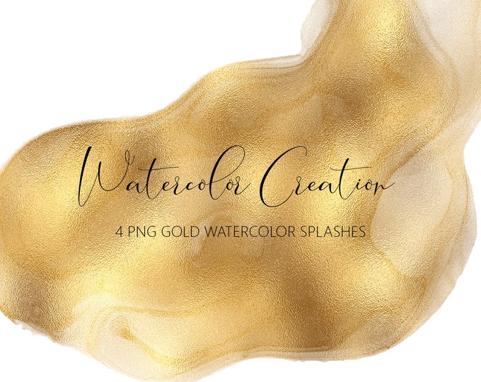 Gold Foil Shape - Gold Brush Strokes - Watercolor Gold Splash - Gold ...
