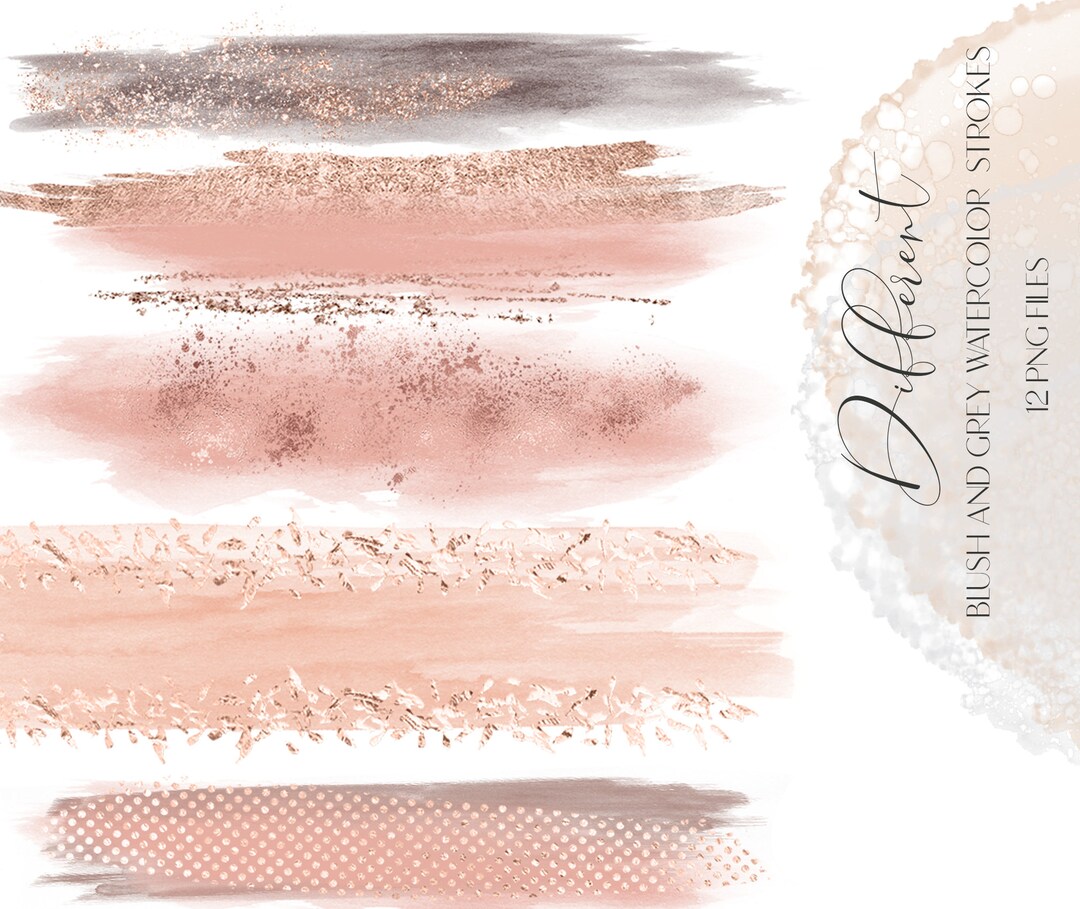 Blush Brush Strokes Clipart - Pink Watercolor Strokes - Blush ...