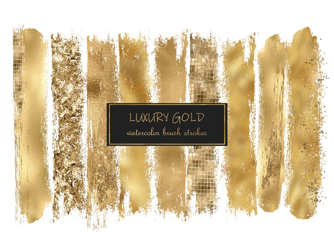 Gold Watercolor Splash Gold Paint Brush Strokes Blogger - Etsy