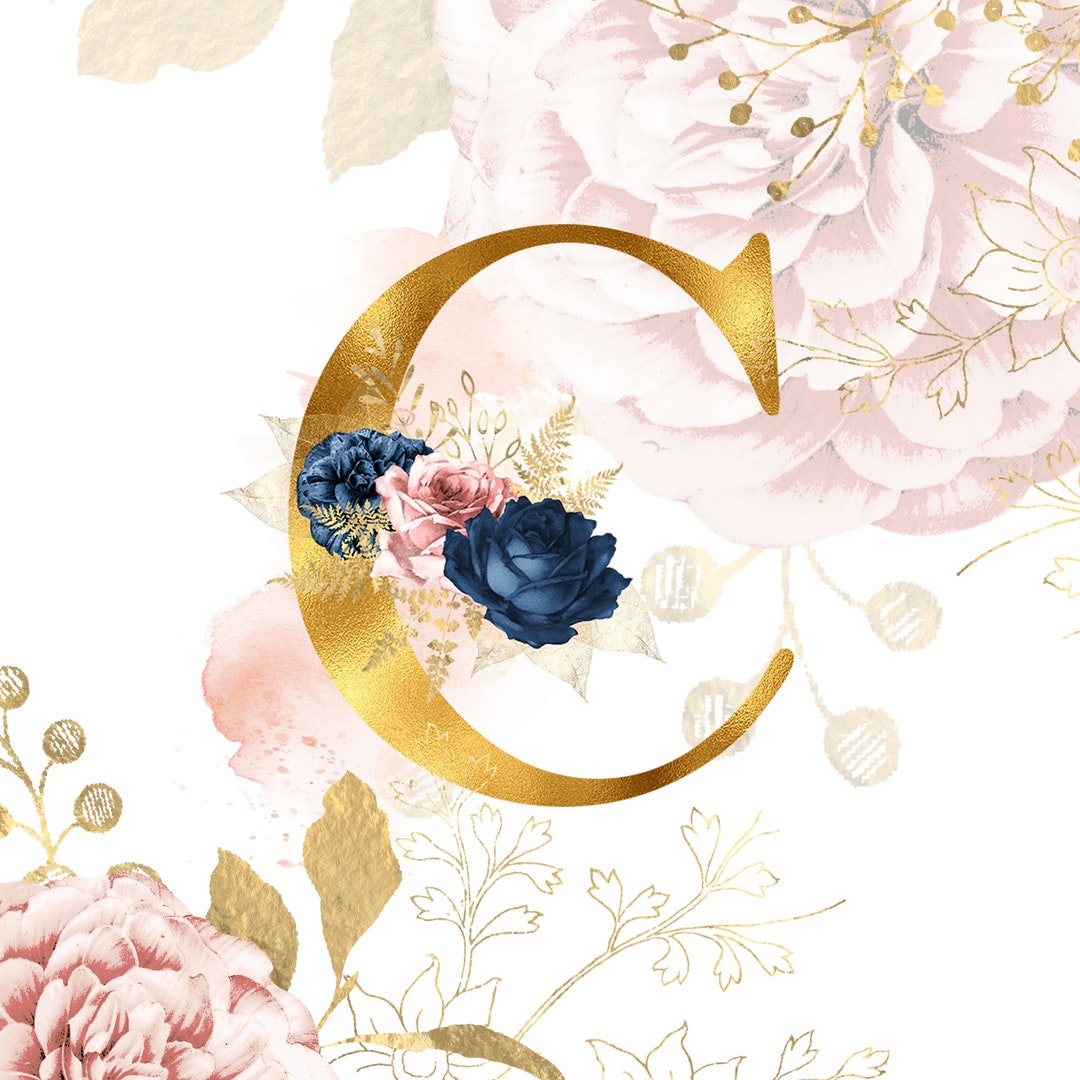 Floral Alphabet Clipart, Floral Font Gold Foil, Golden Letter, Gold ...