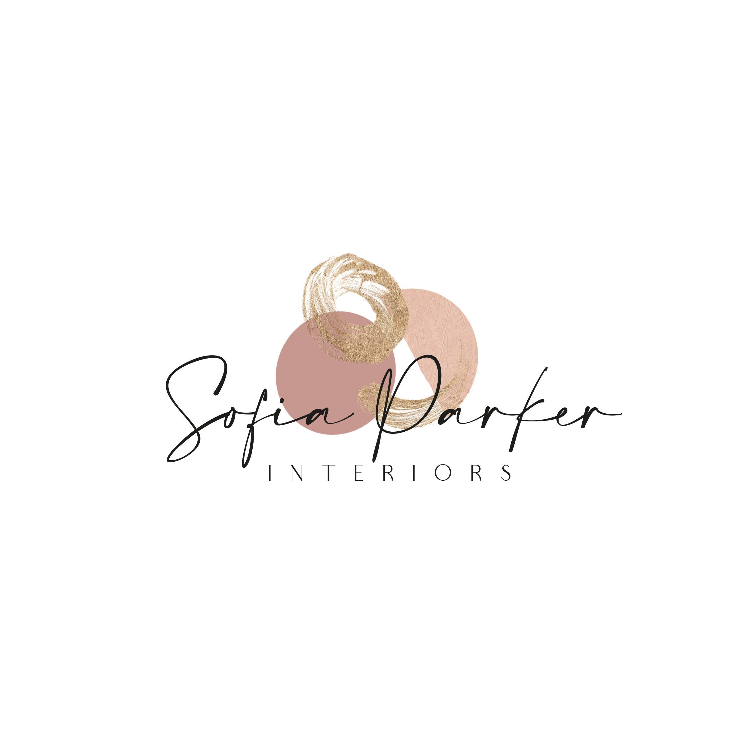 Signature Logo, Watercolor Logo, Blush Pink Logo, Pink Gold Logo ...