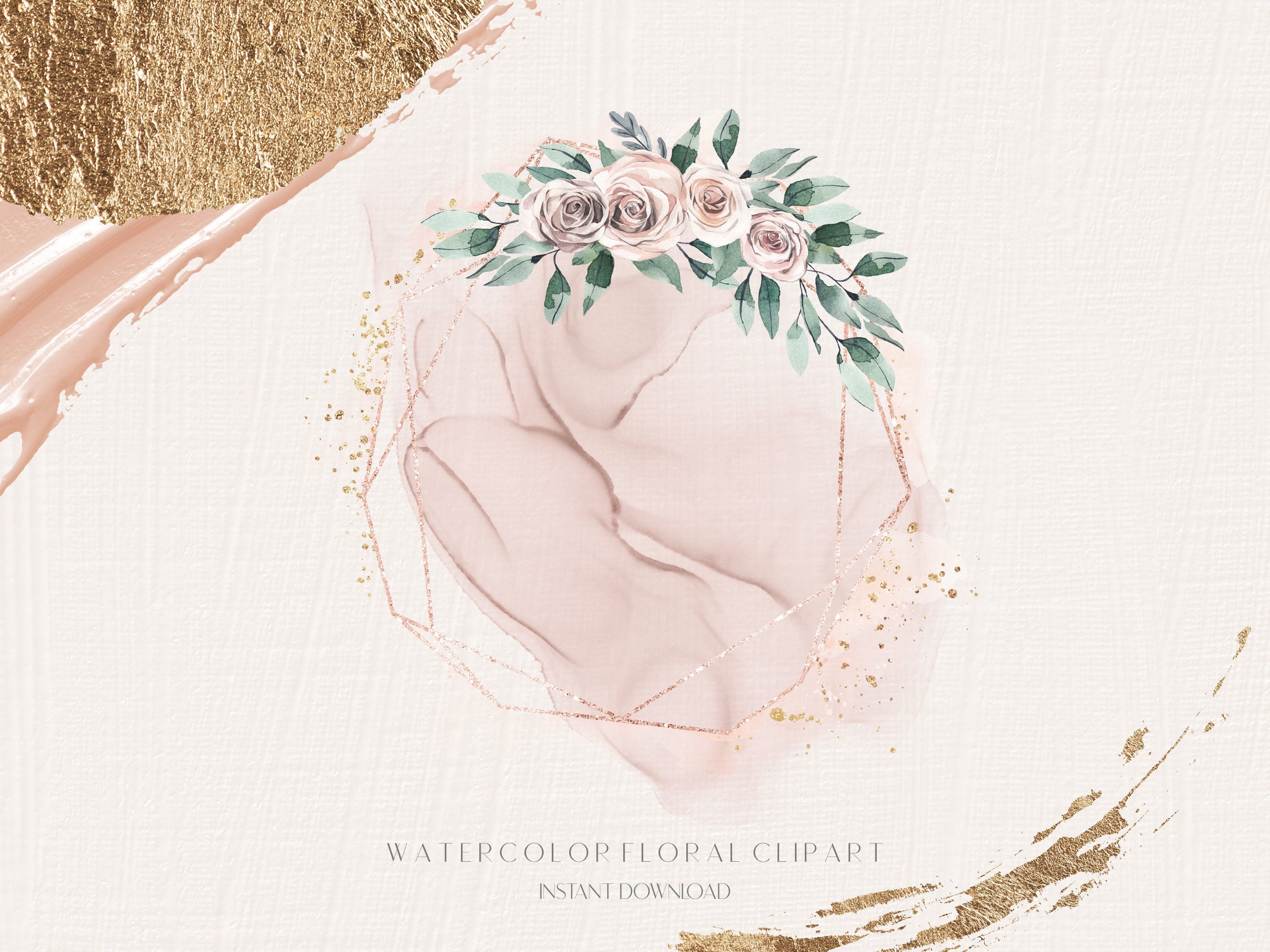 Pink Watercolor Paint Frame With Flowers - Floral Frame - Blush Pink ...