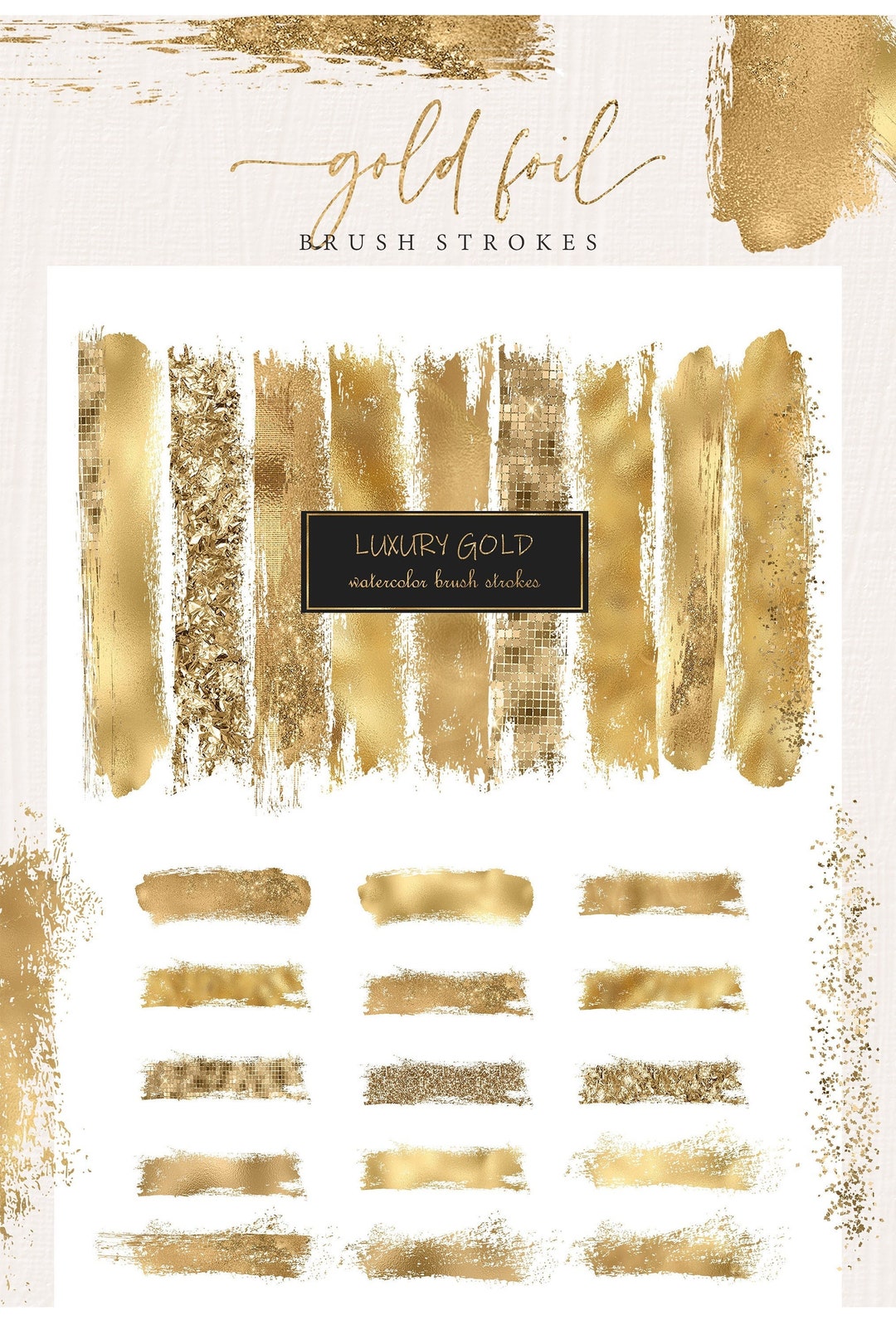 Gold Watercolor Splash, Gold Paint Brush Strokes, Blogger Clipart,gold ...