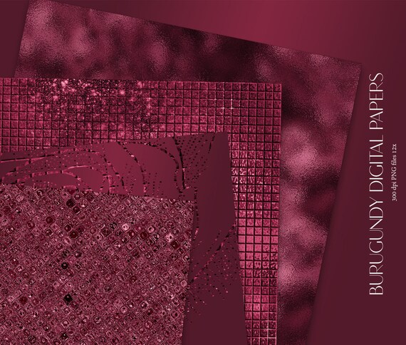 BURGUNDY GLITTER Foil Digital PAPER Paper Scraps Burgundy - Etsy