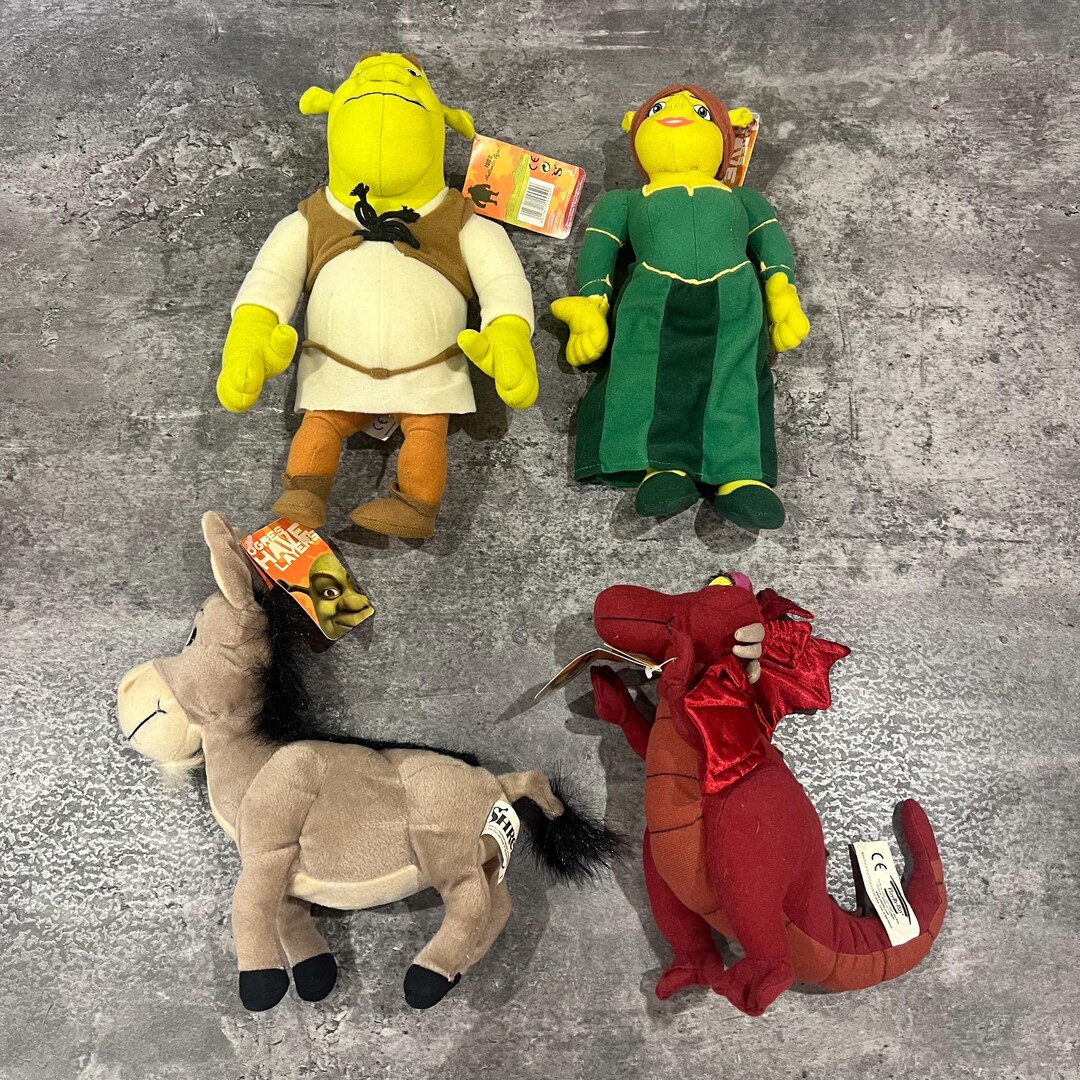 Dreamworks Shrek 2 Plush Bundle Shrek Ogre Fiona Donkey Dragon Soft ...