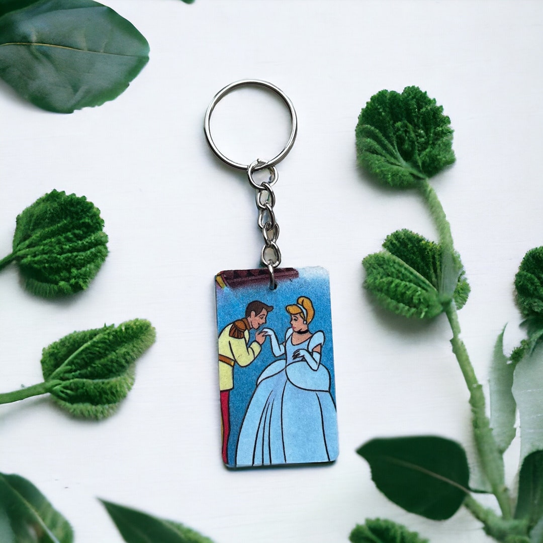 Upcycled Disney Book Cinderella Prince Charming Wooden Keyring Key Fob ...