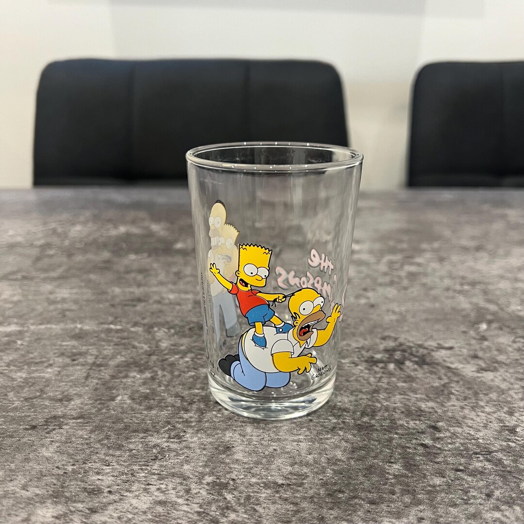 The Simpsons Glass Tumbler - Bart and Homer Drinking Glass Cup - Etsy