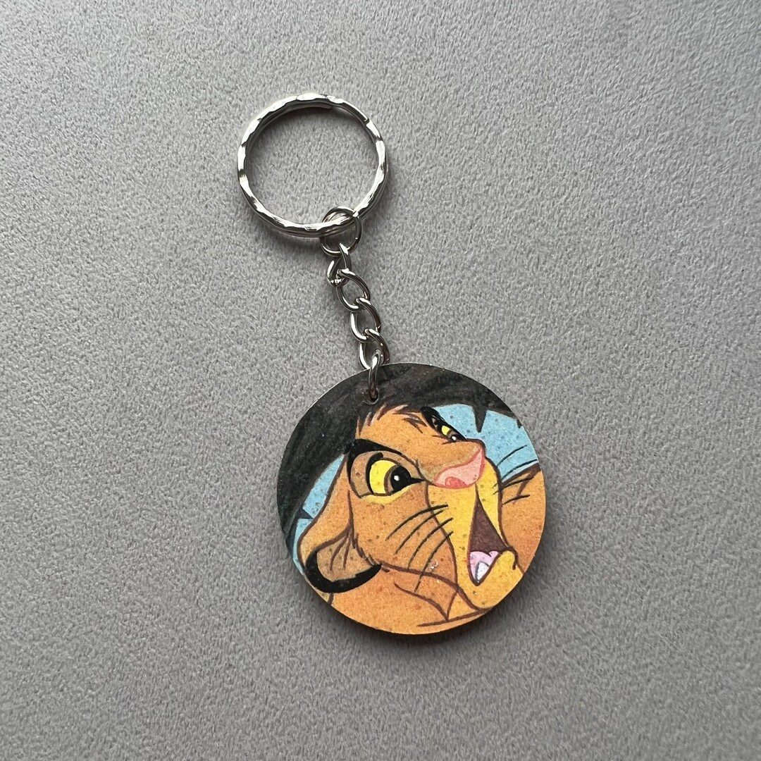 Upcycled Disney Book Lion King Simba Wooden Keyring Key Chain Bag Tag ...