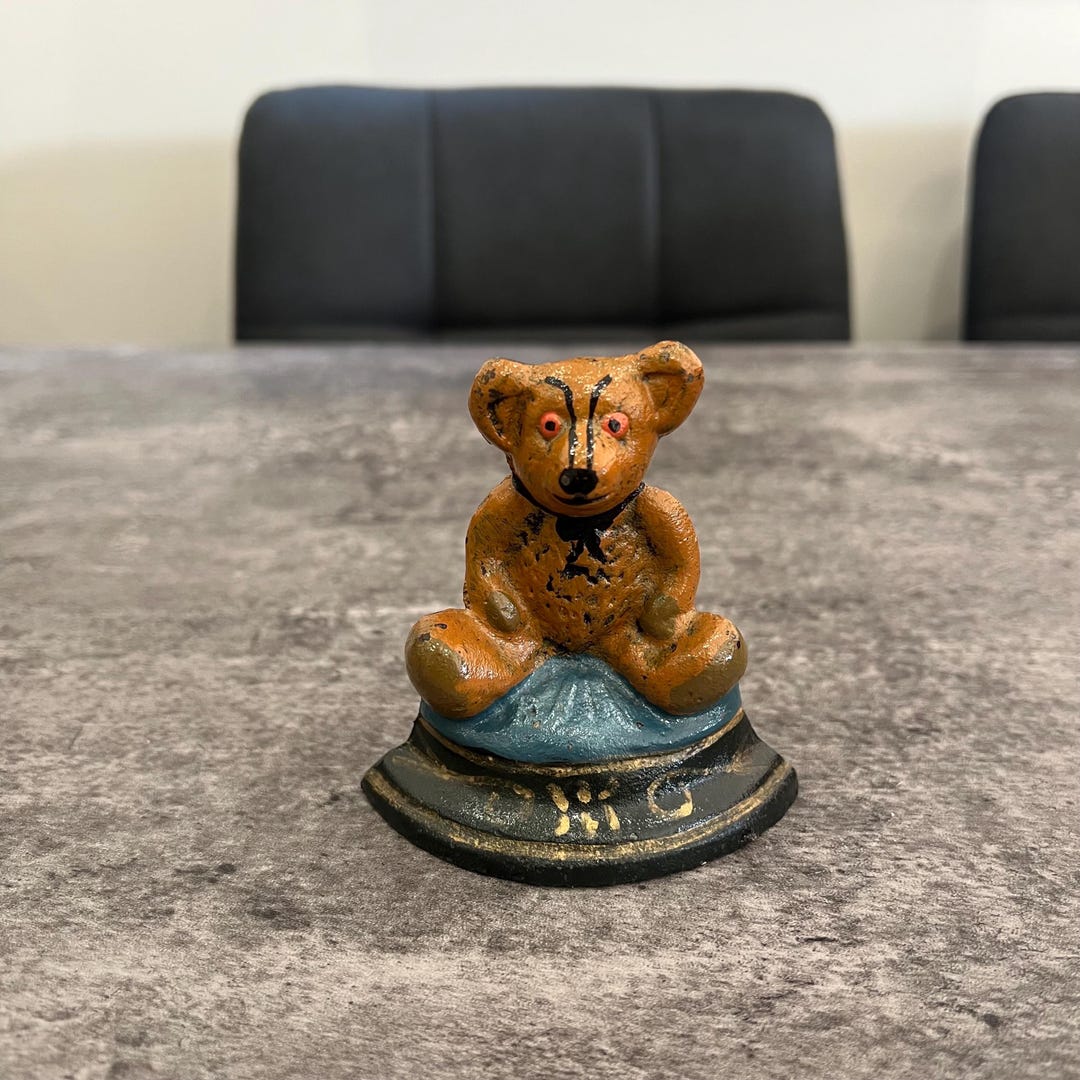 Vintage Small Heavy Cast Iron Teddy Bear Door Stop Wedge - Etsy