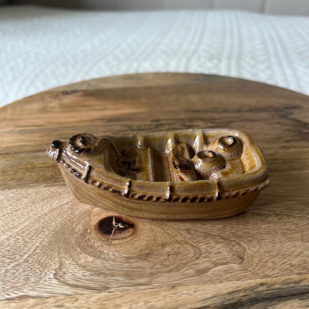 Vintage Guernsey Pottery Ceramic Clay Boat Handmade Hand Painted ...