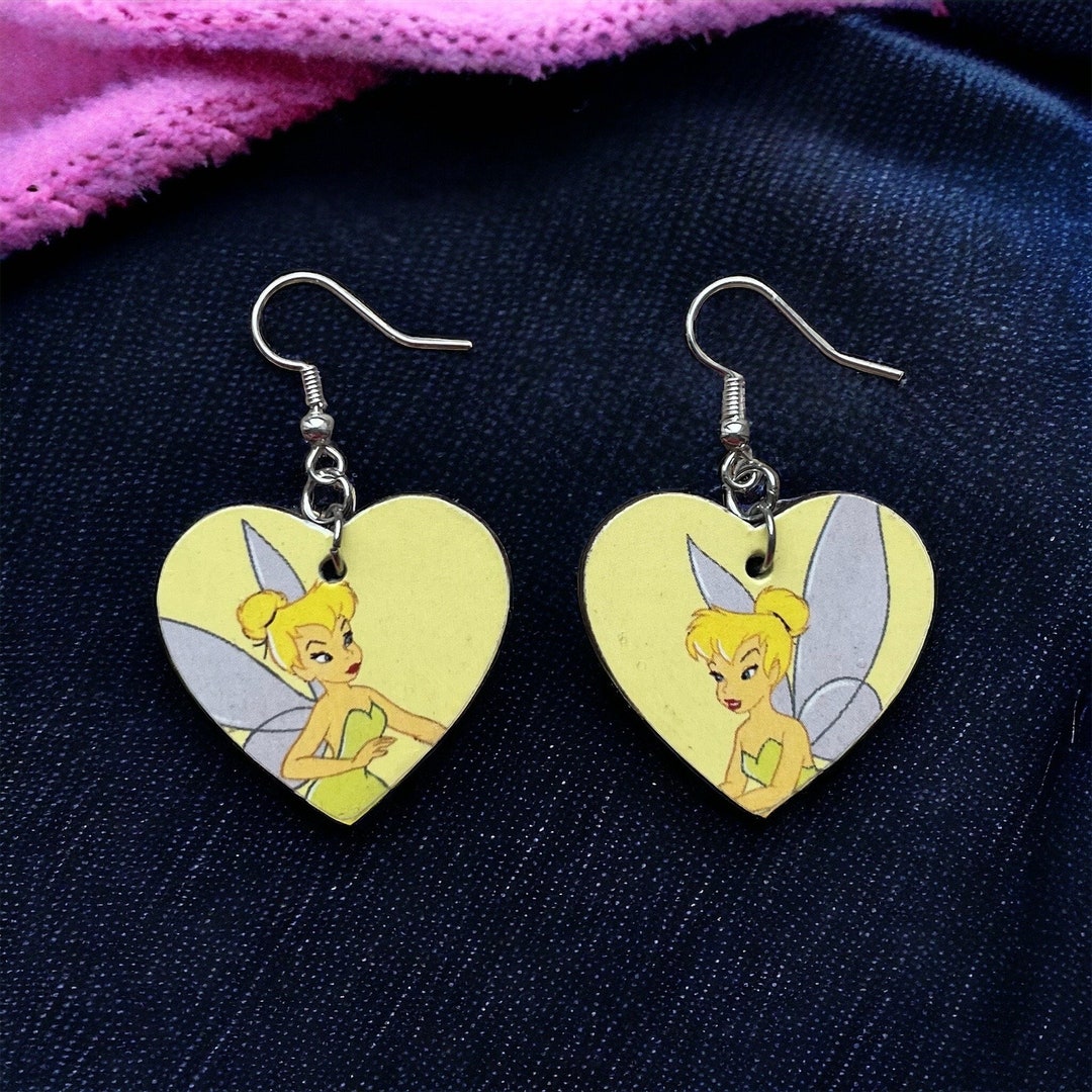 Upcycled Disney Book Peter Pan Tinkerbell Earrings Handmade Disneyland ...