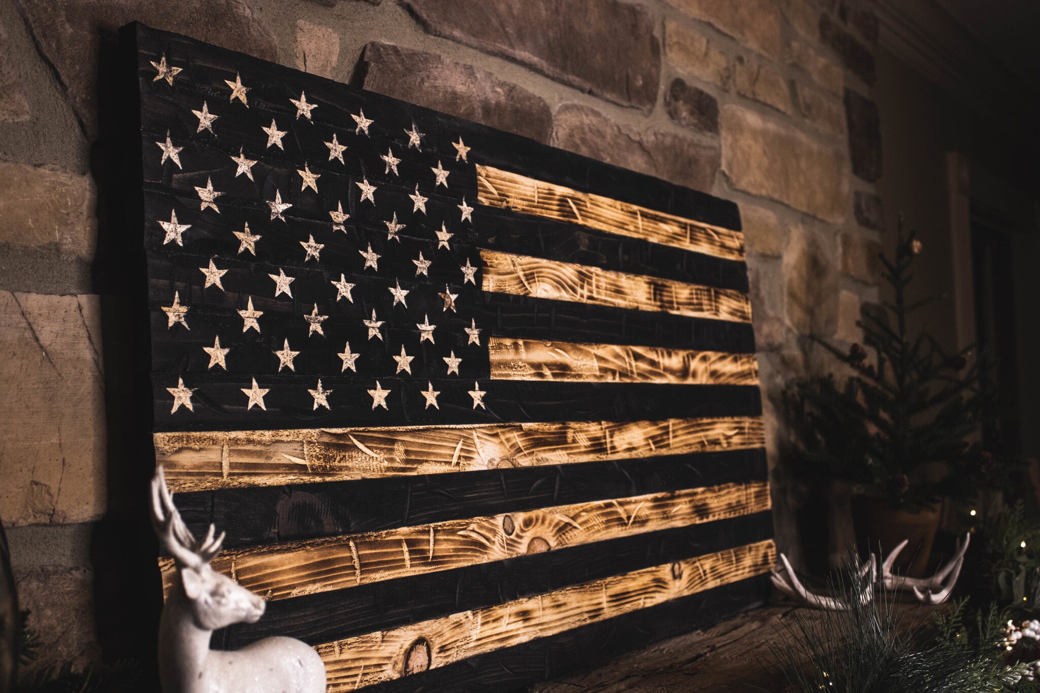 Black Wooden American Flag Handmade Wood Flag - Etsy