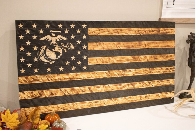 Marine Corps Wood Flag USMC Wall Decor USMC Flag Marine - Etsy