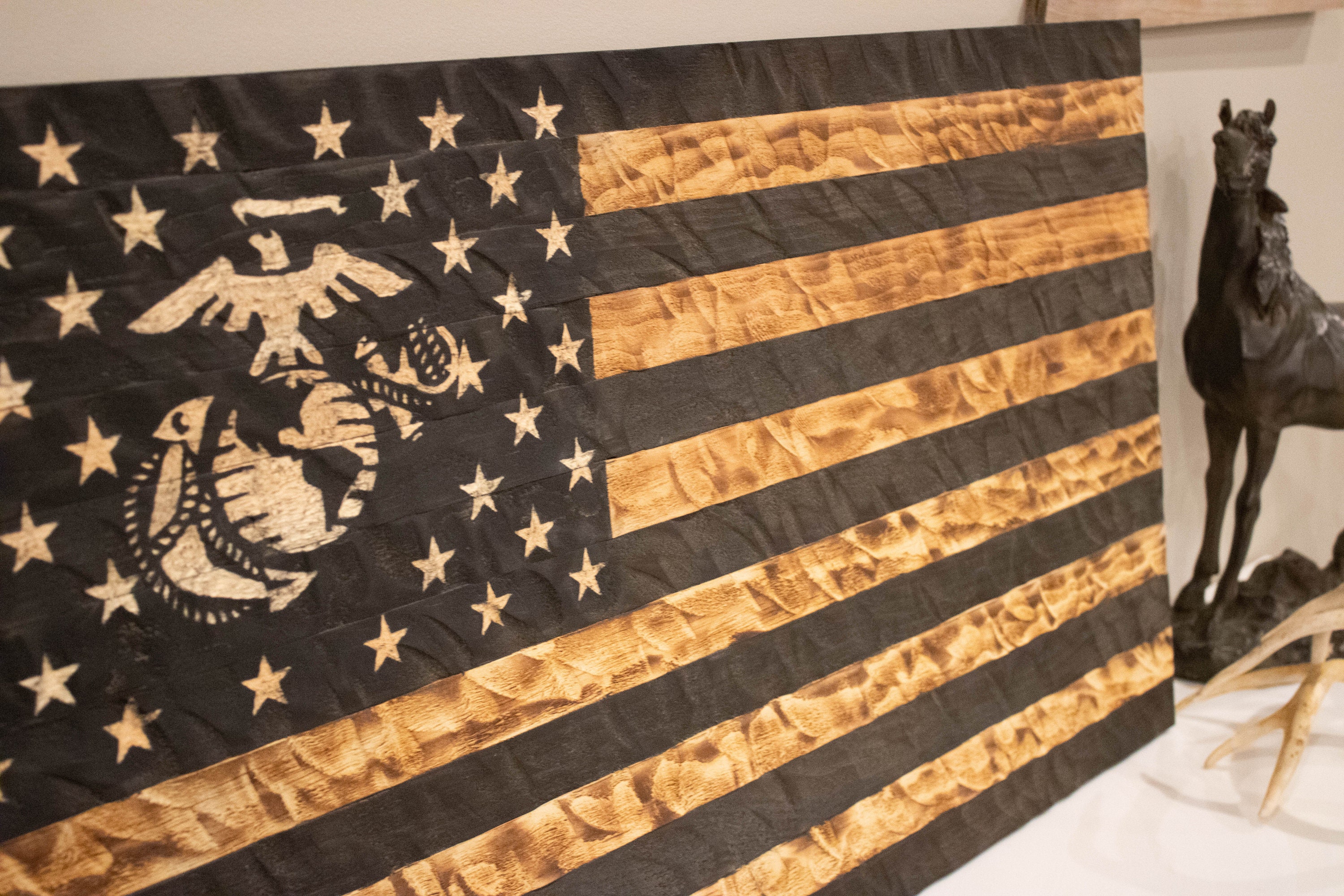 Marine Corps Wood Flag, USMC Wall Decor, USMC Flag, Marine Wood Flag ...