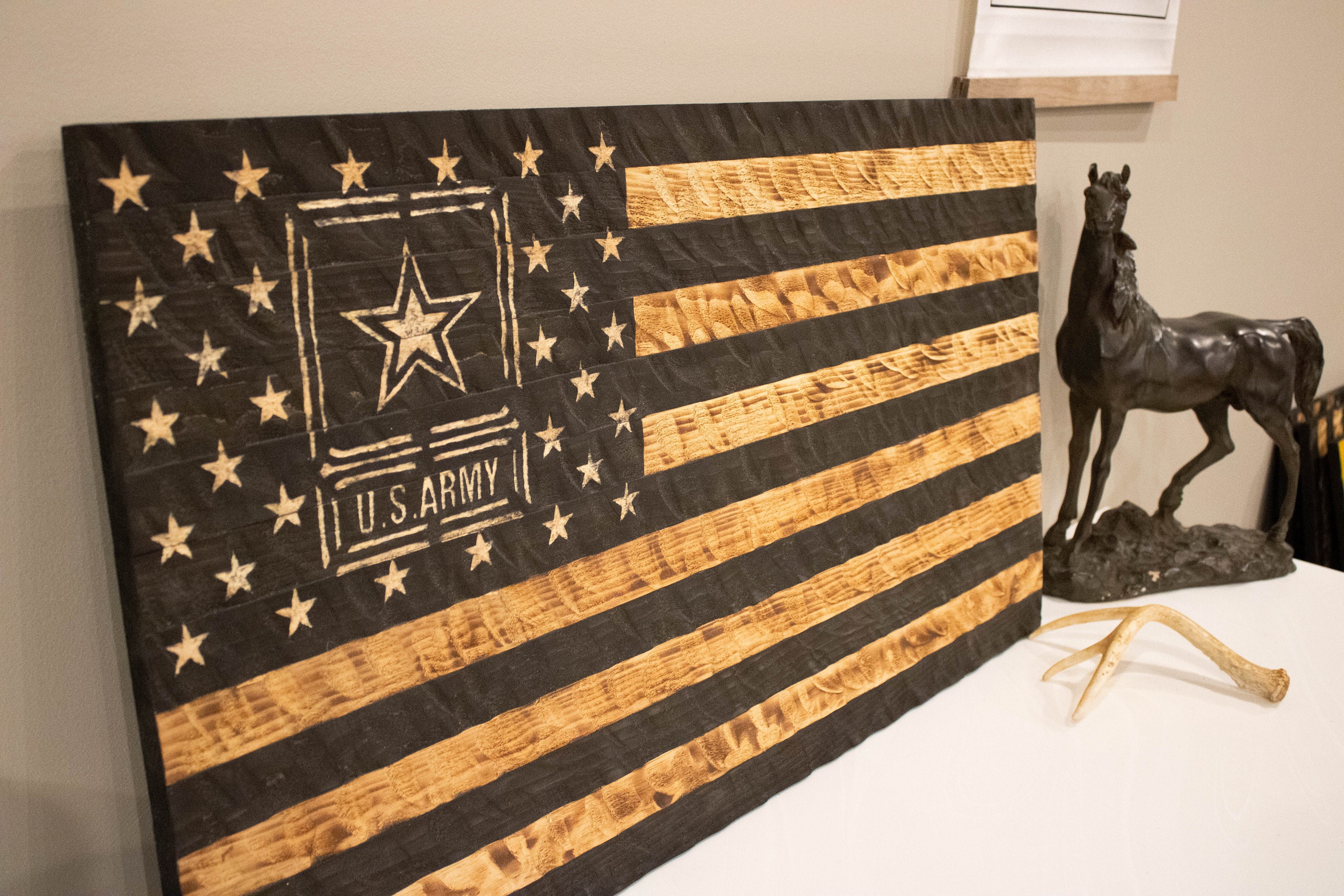 Wood Army Flag, Distressed Wooden American Flag, Rustic Wood Flag ...