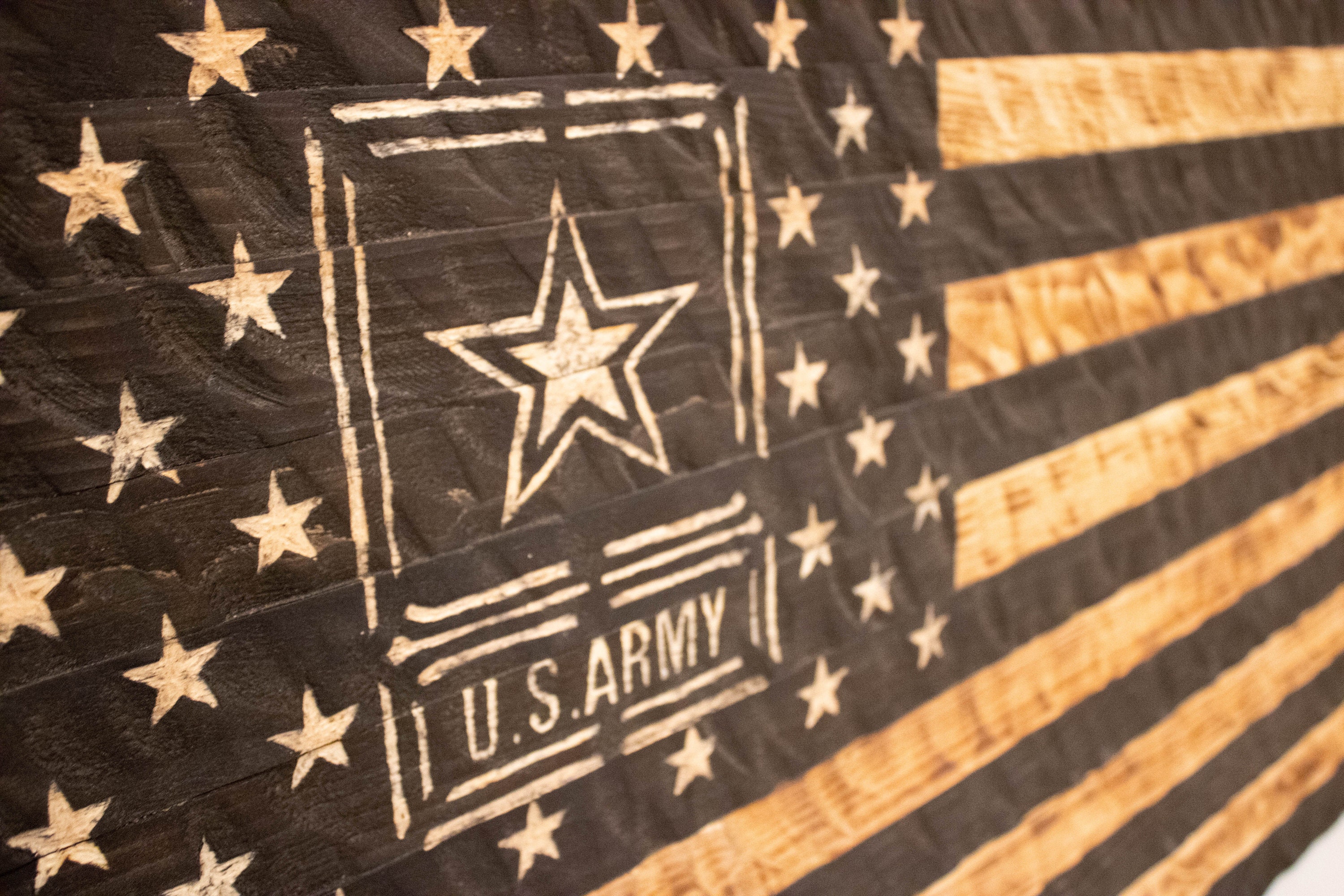 Wood Army Flag, Distressed Wooden American Flag, Rustic Wood Flag ...