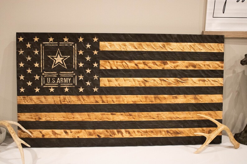 Wood Army Flag, Distressed Wooden American Flag, Rustic Wood Flag ...