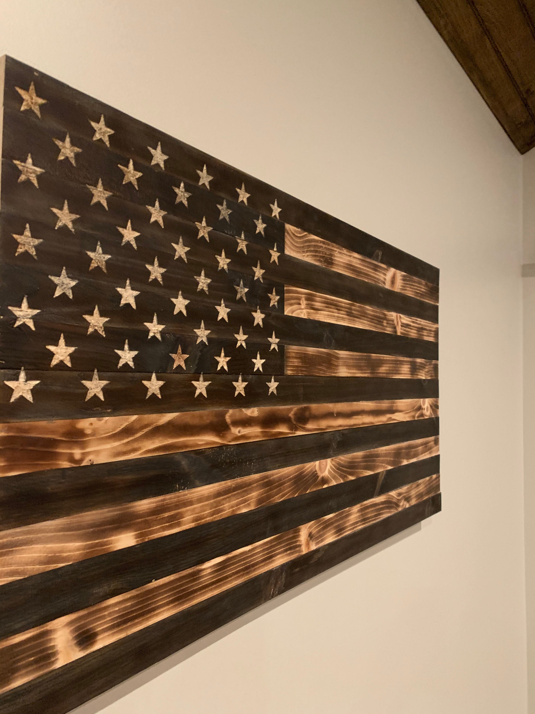 Wooden American Flag, Wooden Flag, Rustic Wood Flag, Wall Decor, Gift ...