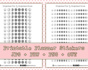 Kawaii Moon Phases, Printable Planner Stickers - Etsy