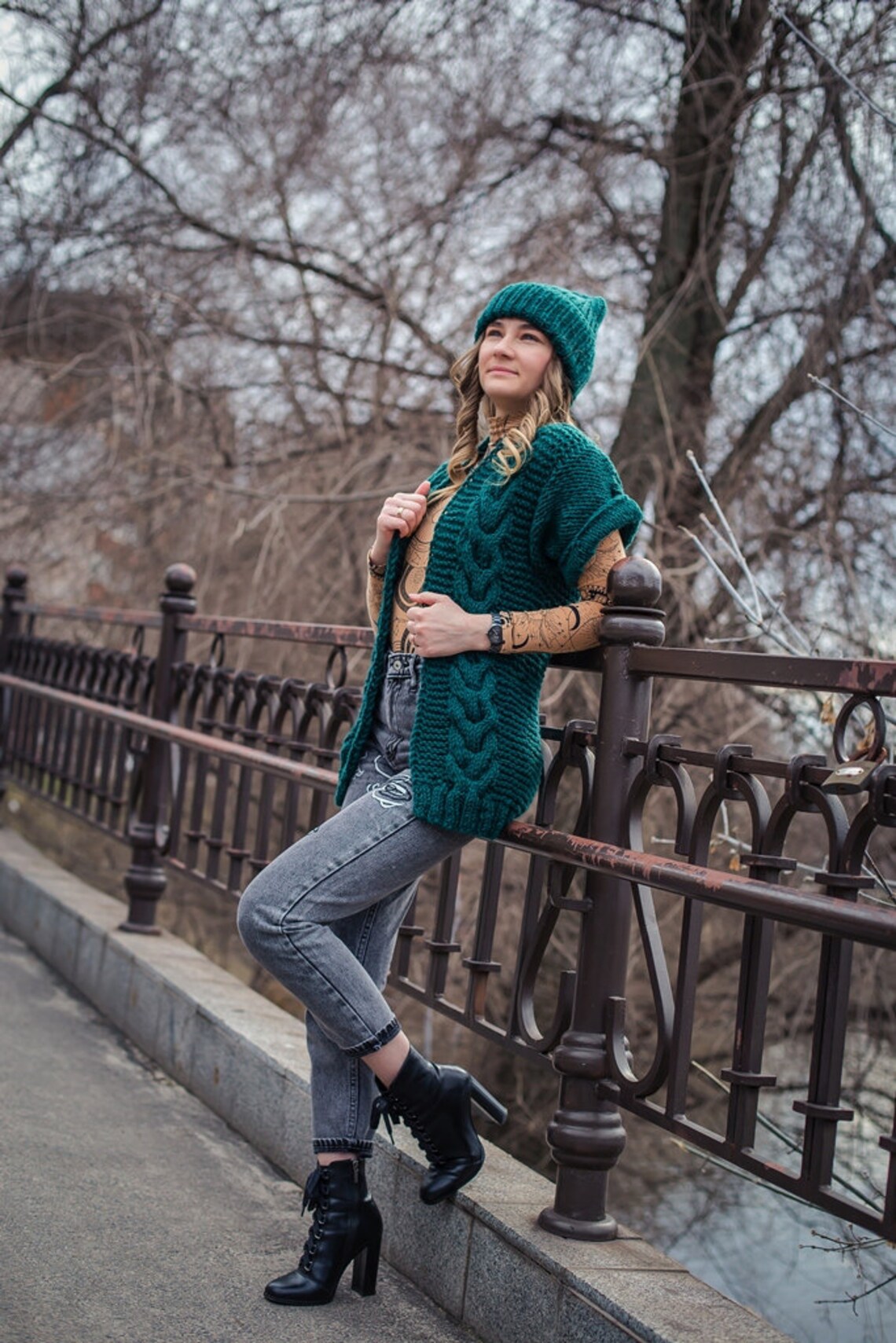 Knit Hat Woman Hat for Cold Weather Gift EASTER Handmade Knit Hat Green ...