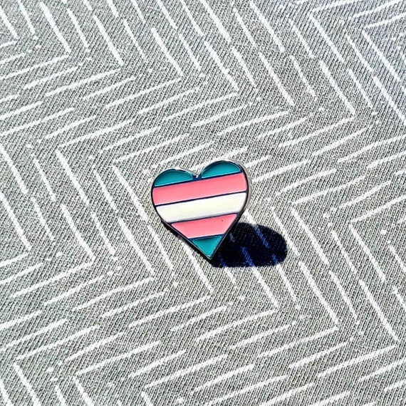 Trans Flag Heart Enamel Jacket Pin - Etsy