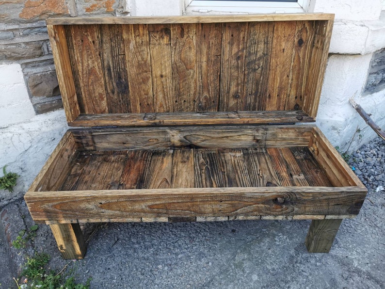 Pallet Bench With Storage Custom Made - Etsy