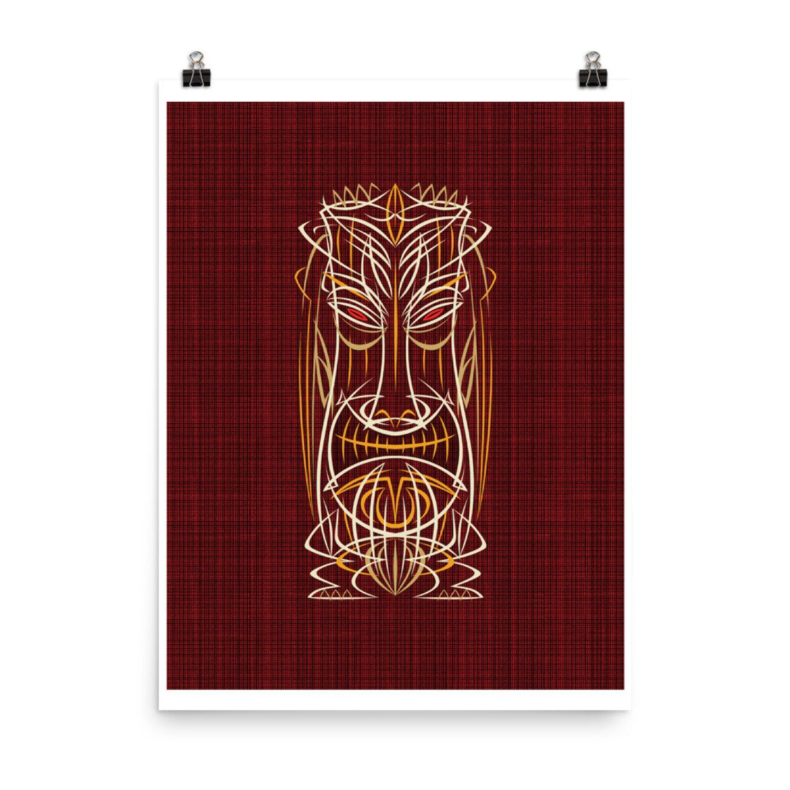Pinstripe Tiki Head Art Print No. 2 Tiki Mid Century Modern - Etsy