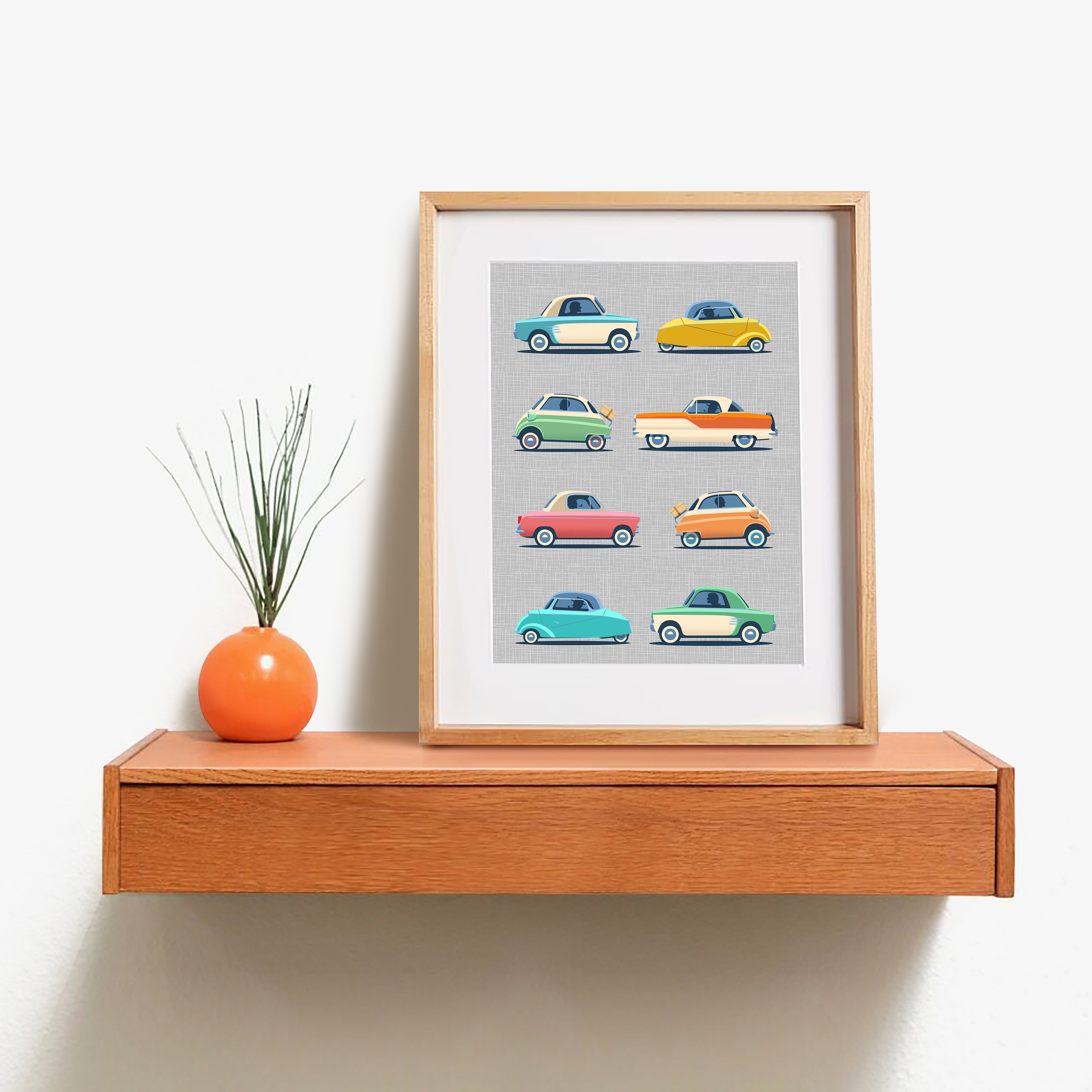 Vintage Micro Cars Wall Art Mid Century Modern Wall Art - Etsy España