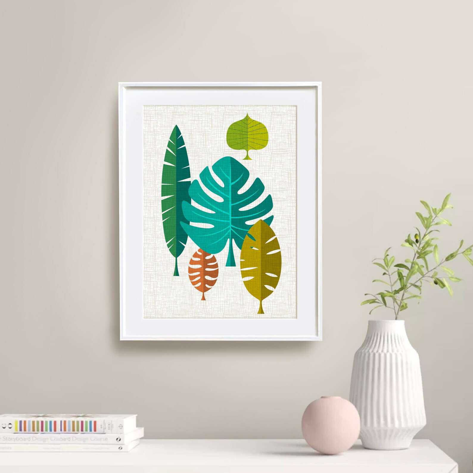 Mid Century Wall Art, Tiki Art Print, Tiki Wall Art, Tropical Botanical ...