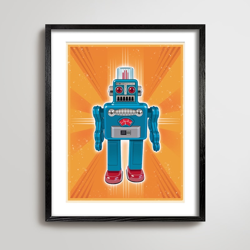 Retro Robot Art - Etsy